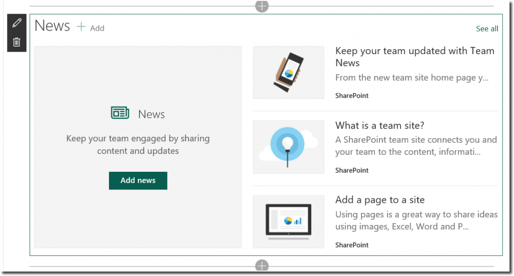 This is how the news web part looks like when you insert it on a page.